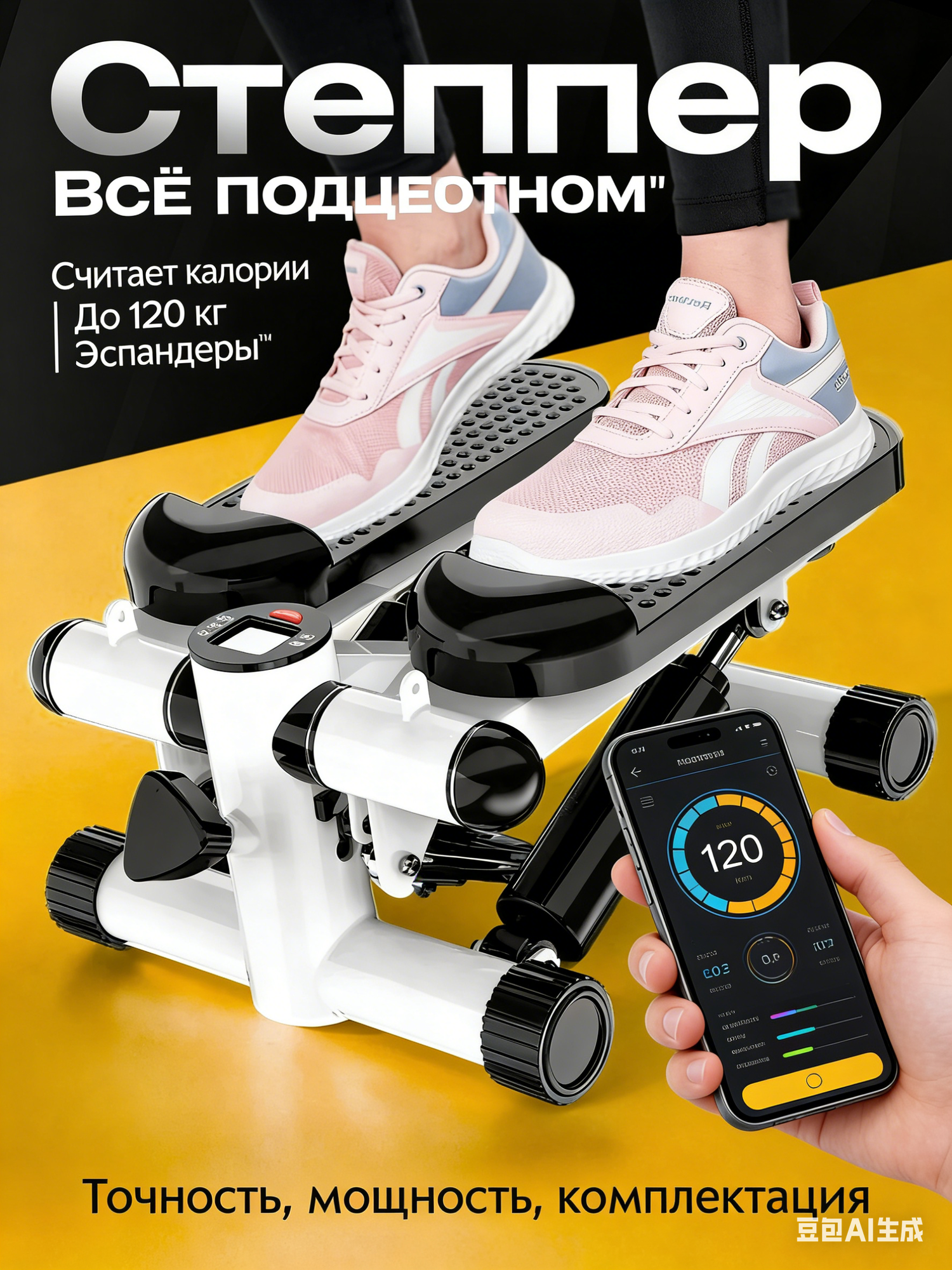 Степпер с эспандерами тренажер для дома Мини тренажер для похудения, для ходьбы, для ног и ягодиц