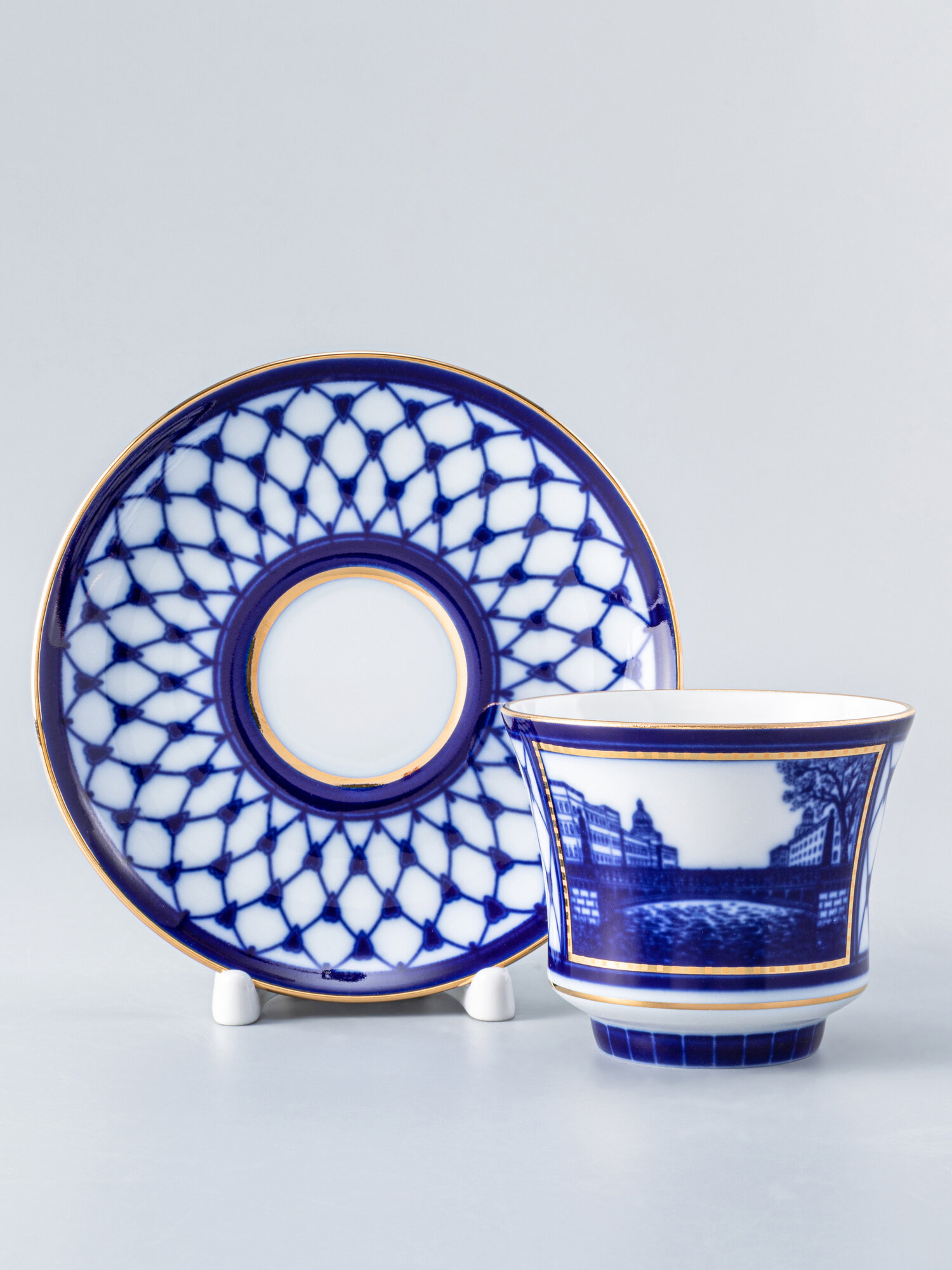 Чашка с блюдцем "Поцелуев мост" 220 мл форма Банкетная, Императорский фарфоровый завод