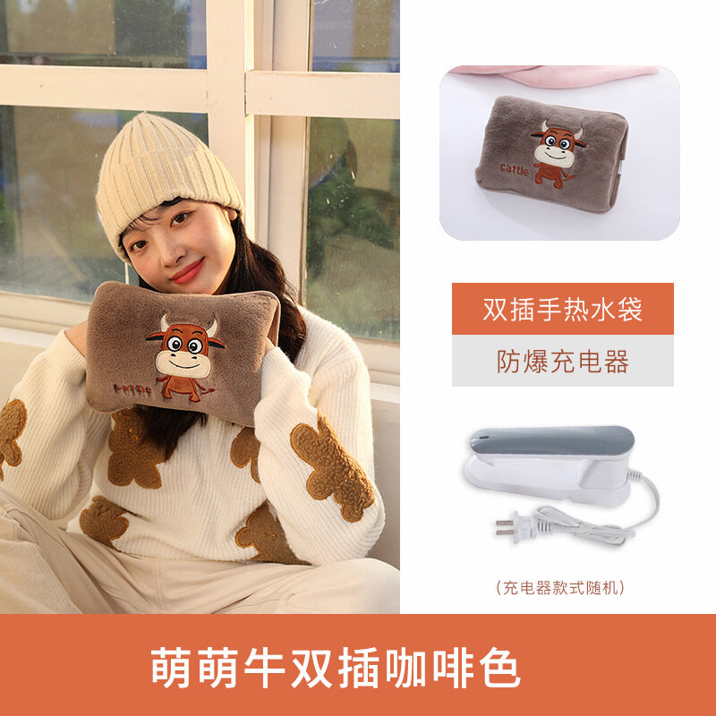 2025 Горячая бутылка с водой, перезаряжаемая, взрывобезопасная, теплая водяная сумка, национальный стандарт, мультяшный плюшевый милый грелка для рук, сумка для грелки, теплая для ребенка