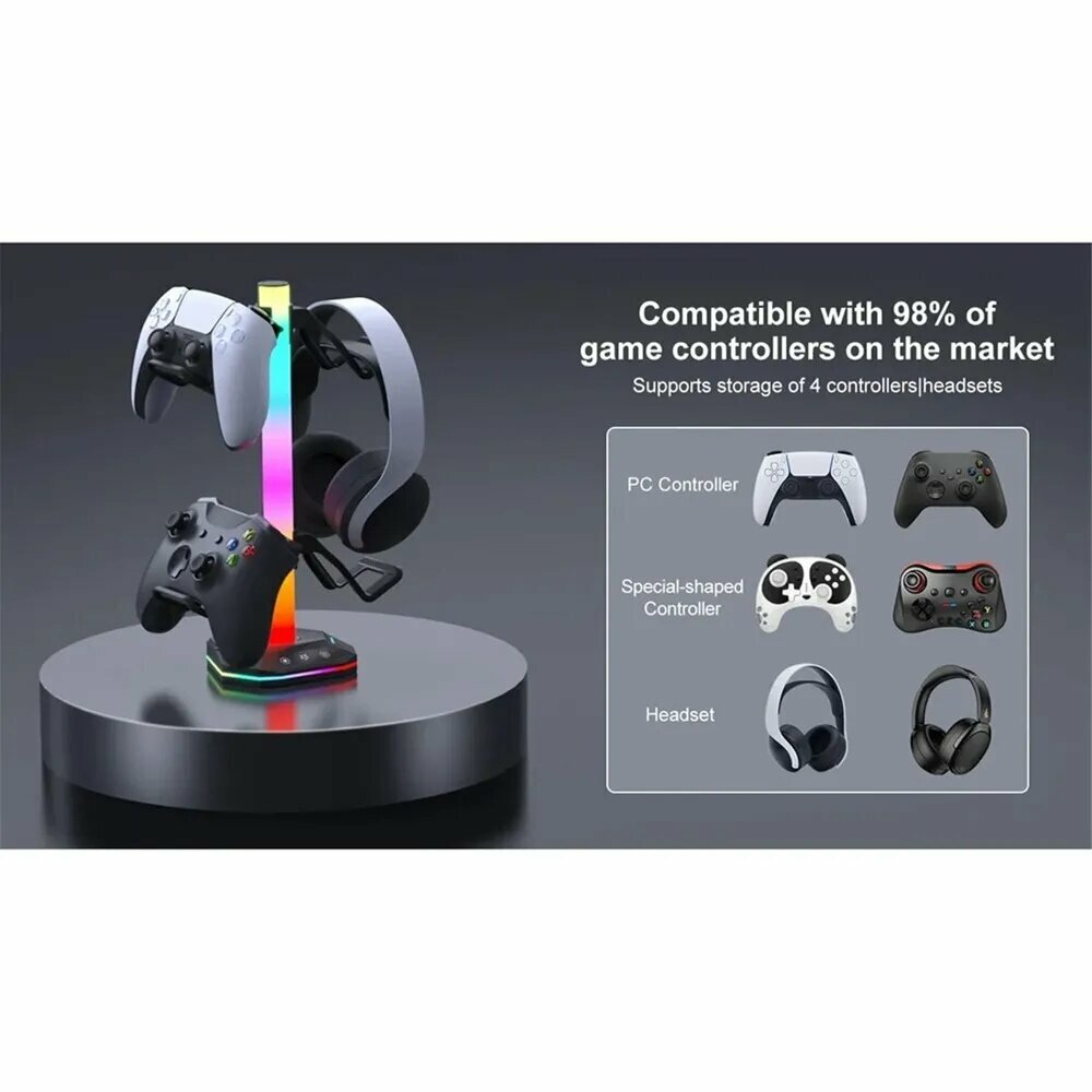 Игровая подставка для наушников RGB для настольного геймера Xbox PS4 PS5 Gamepad