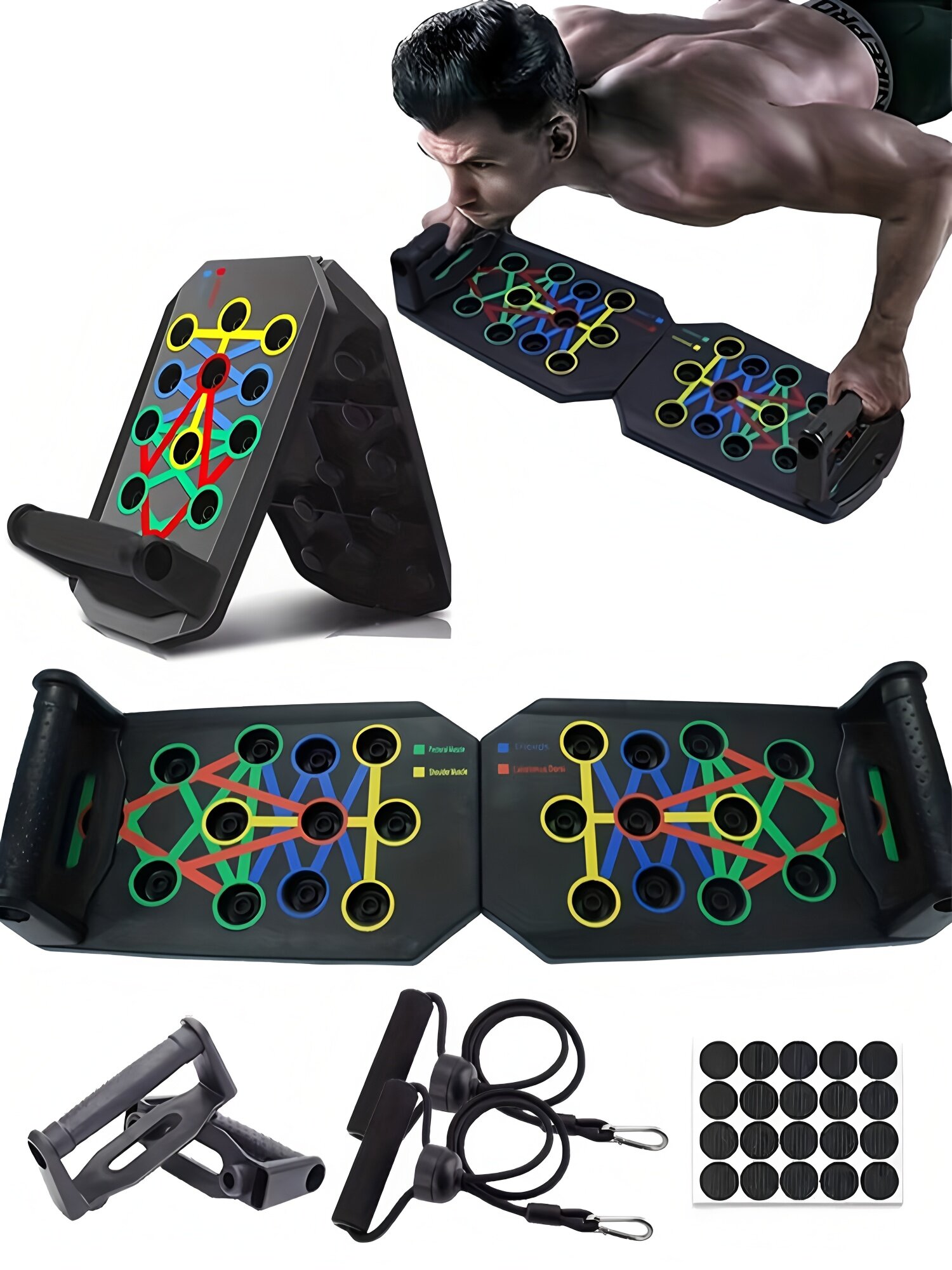 Упор для отжиманий "Push-up board", голубой, пластик, противоскользящее основание, 230кг