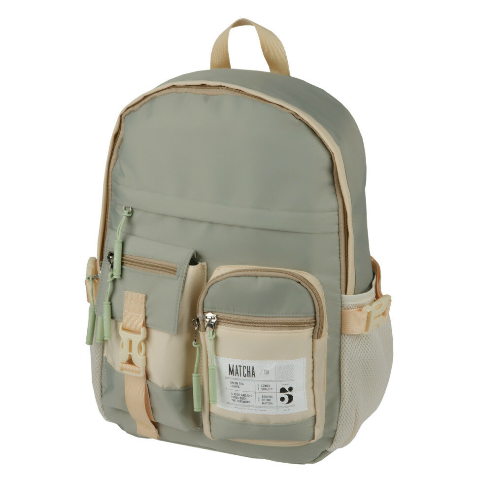 Рюкзак Berlingo Tasty "Green matcha", 40*28*15см, 1 отделение, 7 карманов, уплотненная спинка, 353176