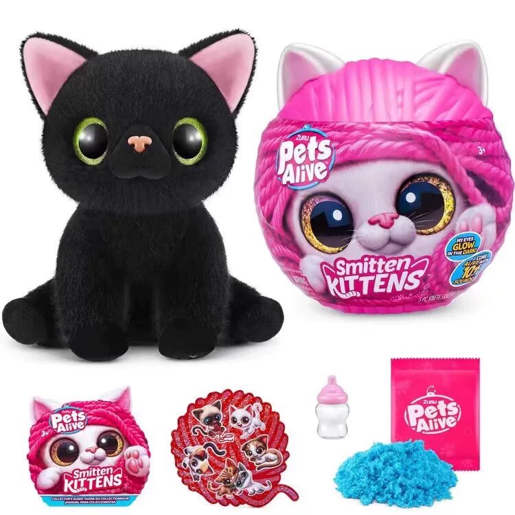 Игрушка-сюрприз Zuru Pet Yarn Cat Magic Egg: плюшевая кукла с звуком, подарок для девочки [Бесплатная батарейка]