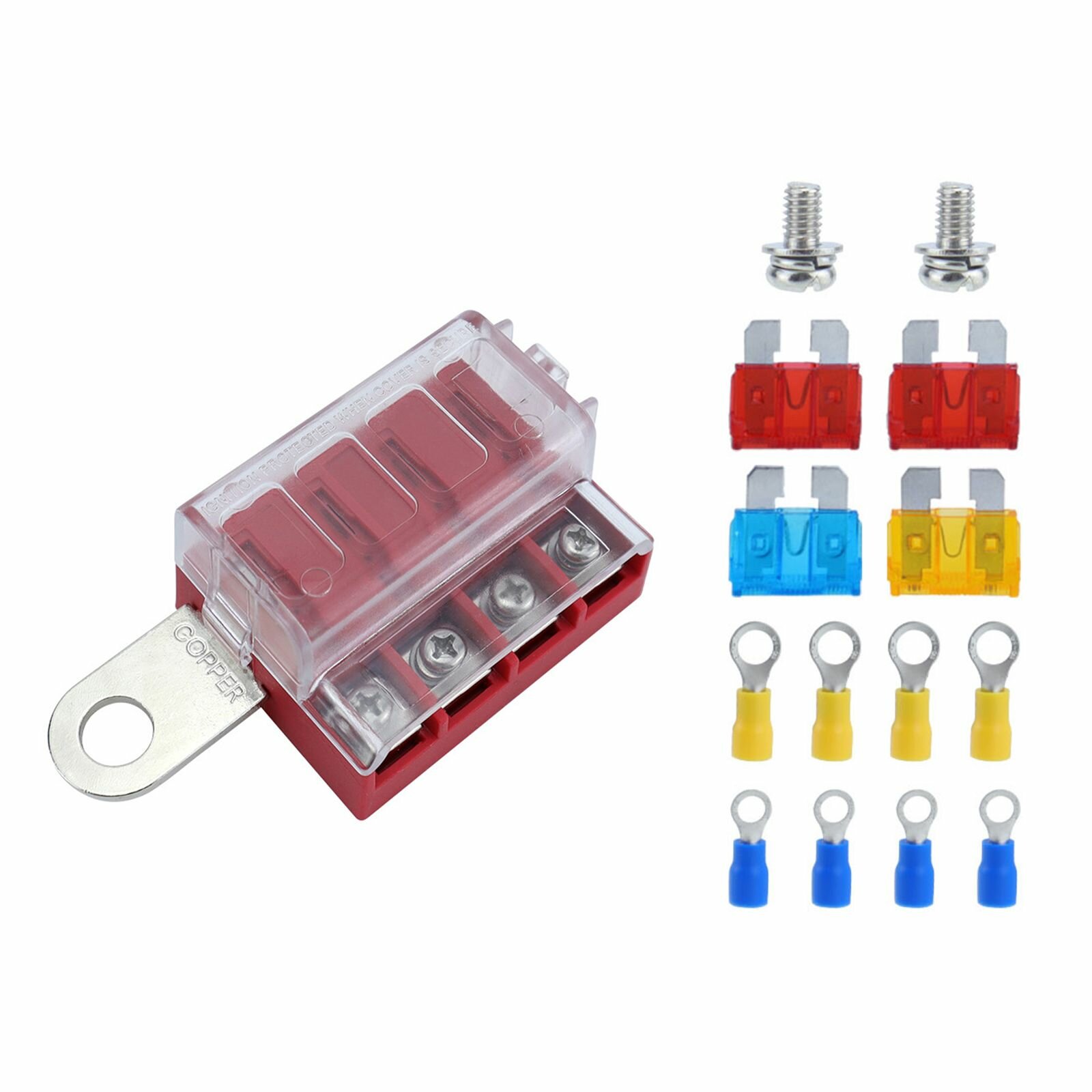 Улучшенный 4-х контурный блок предохранителей с защитной крышкой для автомобилей и морских судов