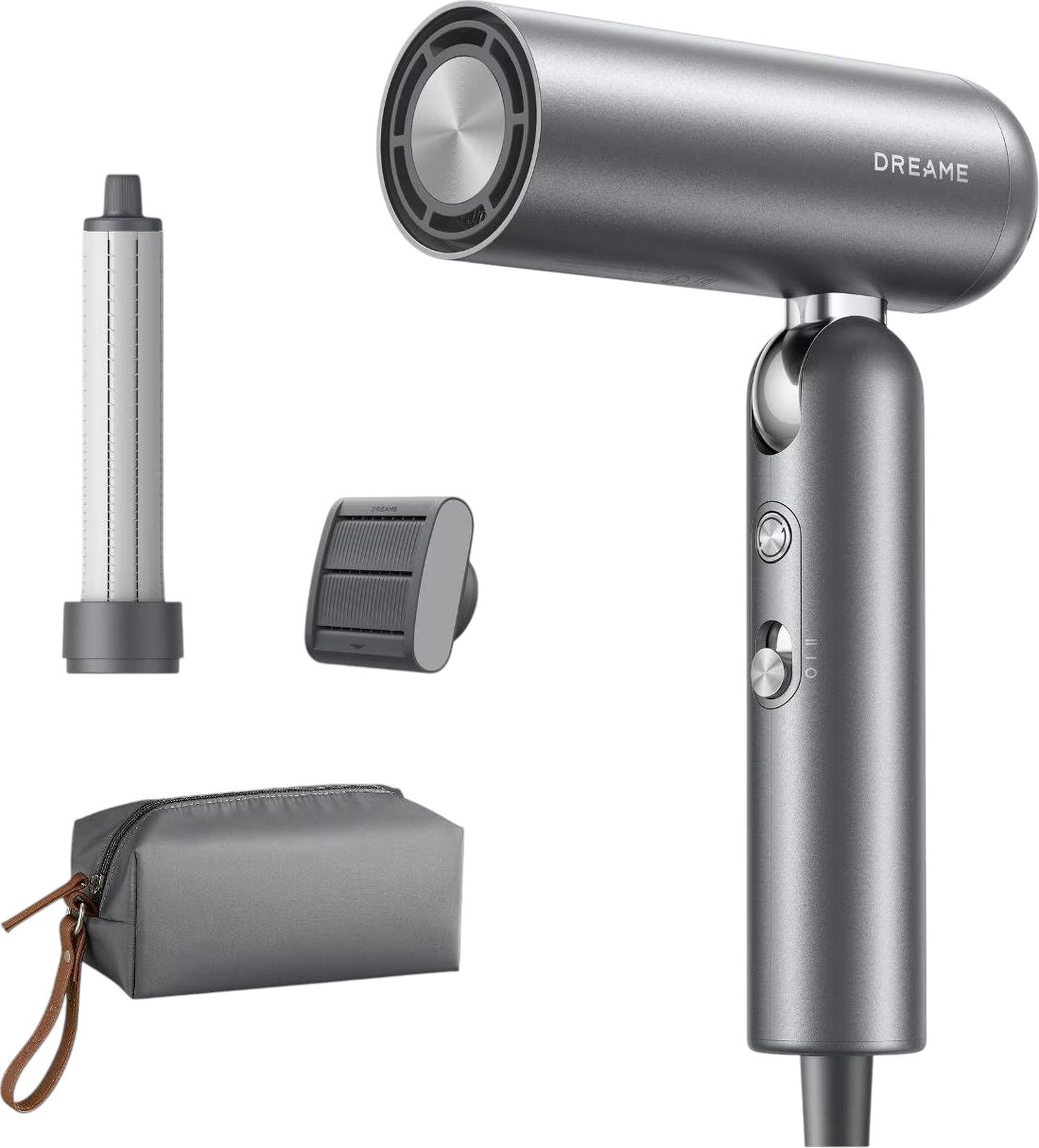 Фен Dreame Pocket High-speed Hair Dryer серый космос, 1300Вт, ионизация, стильный