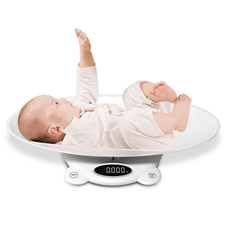 Весы Для Новорожденных электронные с подсветкой дисплея и индикатором заряда батареи белые
