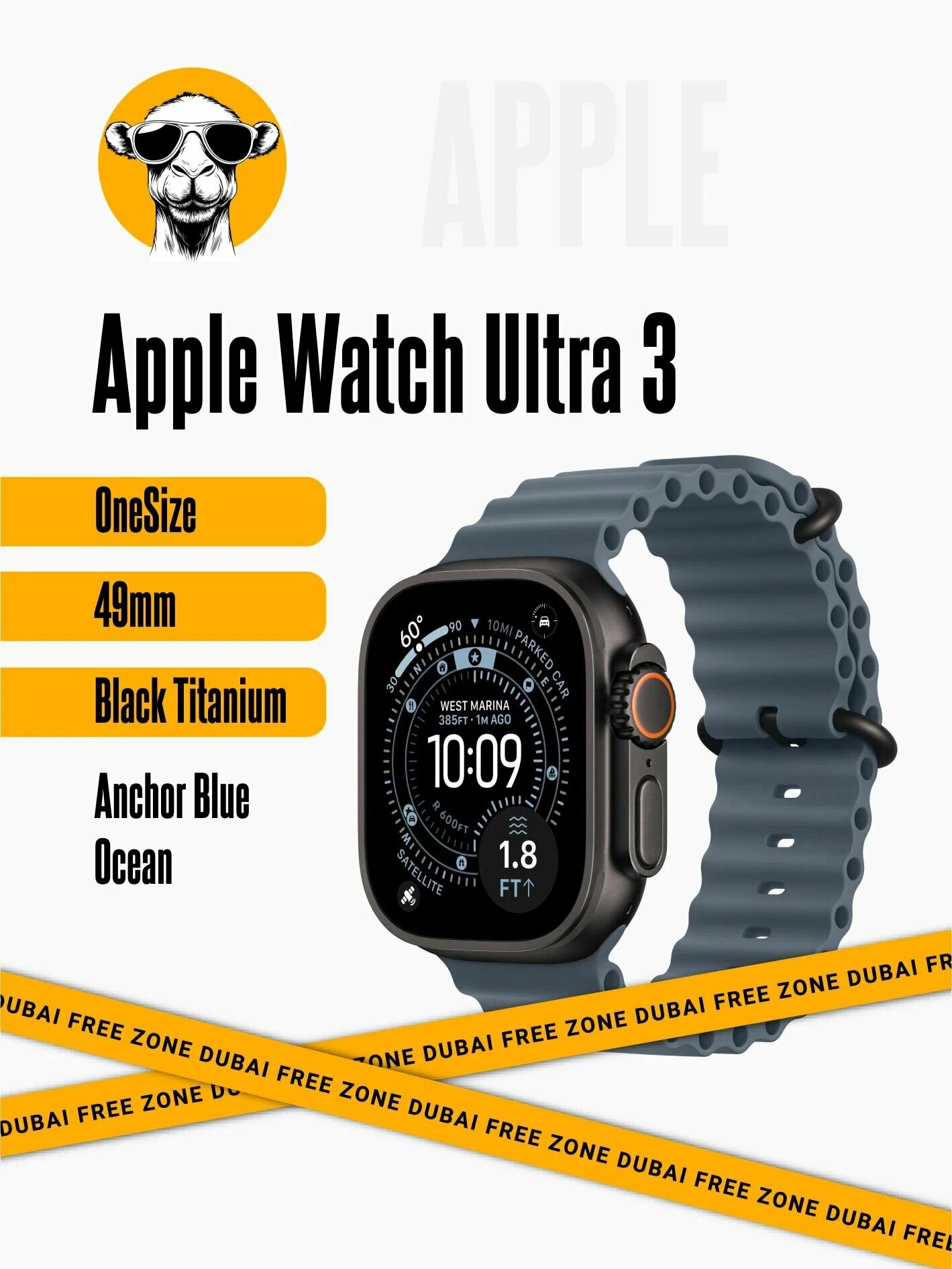 Умные часы Apple Watch Ultra 3 49 Black TiT Anchor Blue Ocean Band (MF254 + MGCJ4)