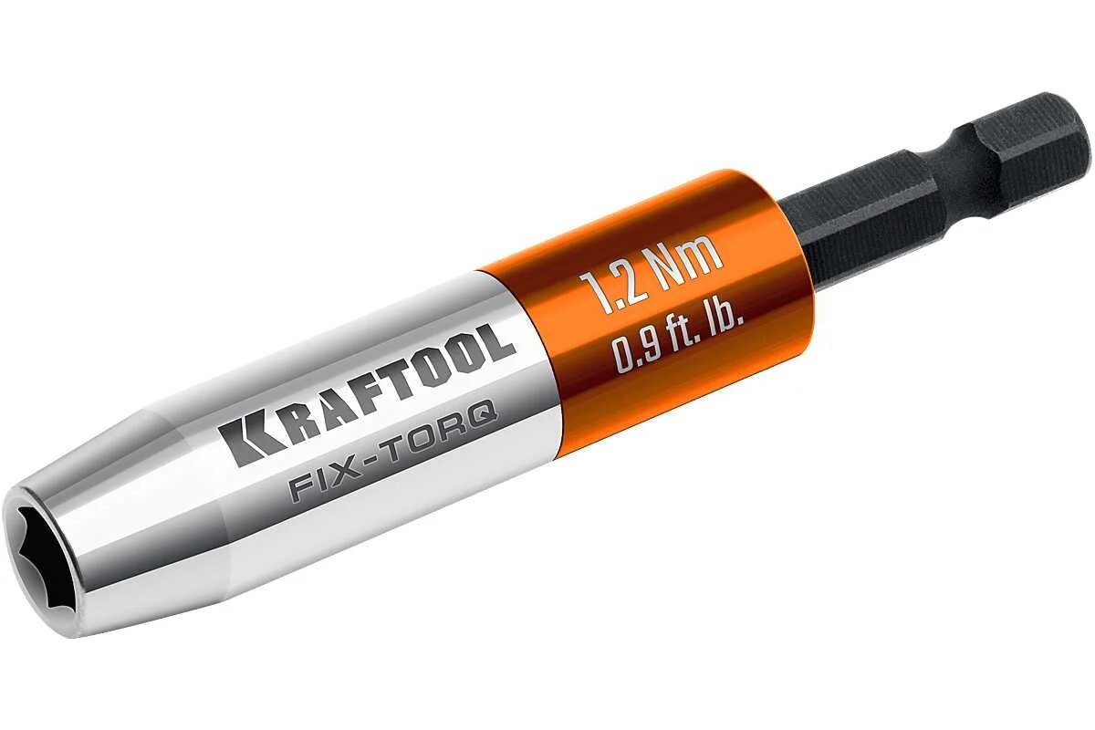Динамометрический адаптер KRAFTOOL FIX-TORQ 1.2 Нм для бит 1/4″ с магнитной фиксацией и предустановленным моментом ±6%