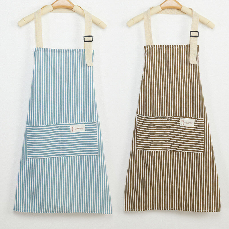 Новый кухонный фартук для домашнего использования, водонепроницаемый, маслоотталкивающий, грязеотталкивающий, модный фартук из хлопка и льна для готовки и домашних дел, дышащая рабочая одежда.