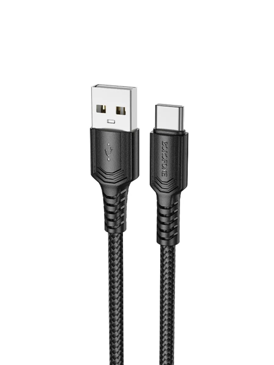 Кабель USB - Type-C Borofone BX116 Certain, 1.0м, 3A, ткань, цвет: черный