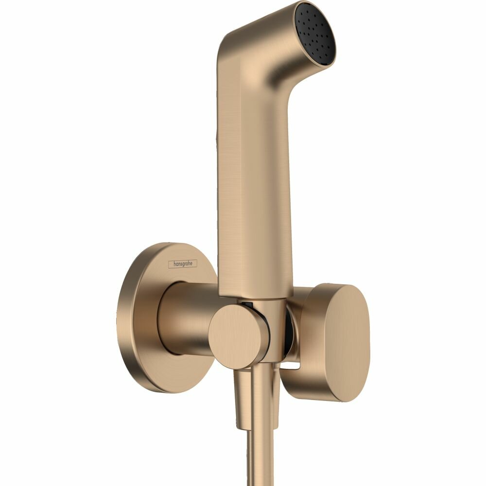 Гигиенический душ hansgrohe 1jet S со смесителем, держателем и шлангом 125 см 29232140, шлиф. бронза