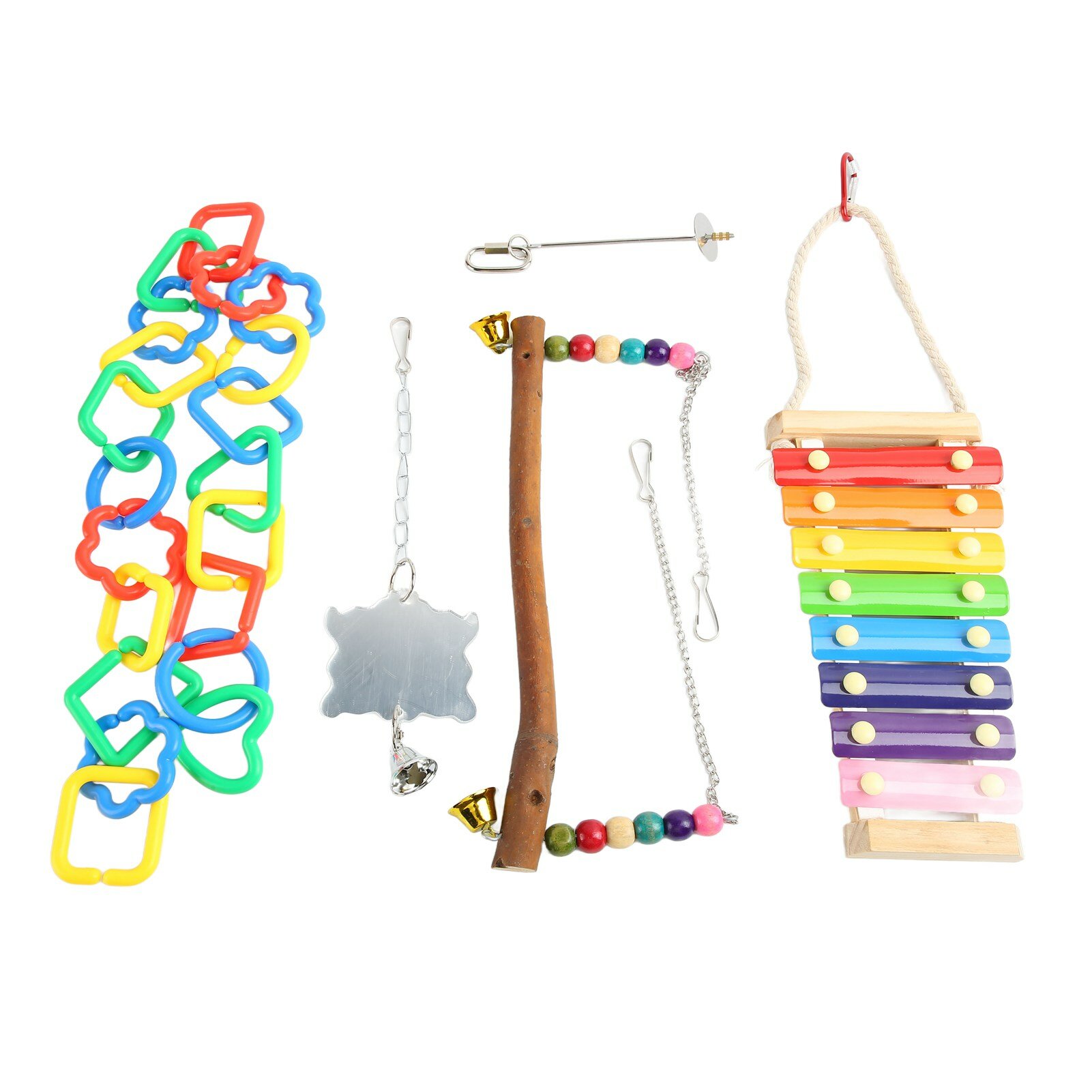 5 шт. Игрушки для кур: Цветные шашлычки из овощей и фруктов, качели для попугаев и домашней птицы