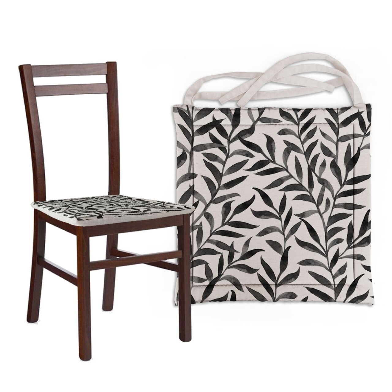 GRAND STYLE Подушка на стул Листики 39х39х2 см фотопечать на рогожке галета 70/30