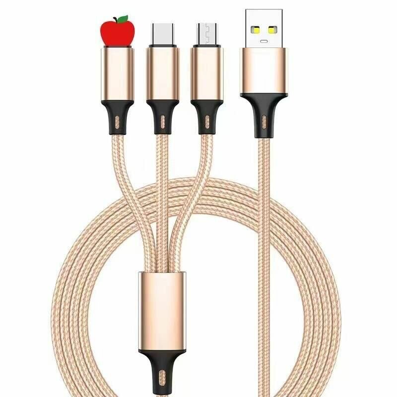 Кабель USB, 2.8 плетеный, для Huawei, Apple, Type-C, Android, быстрая зарядка