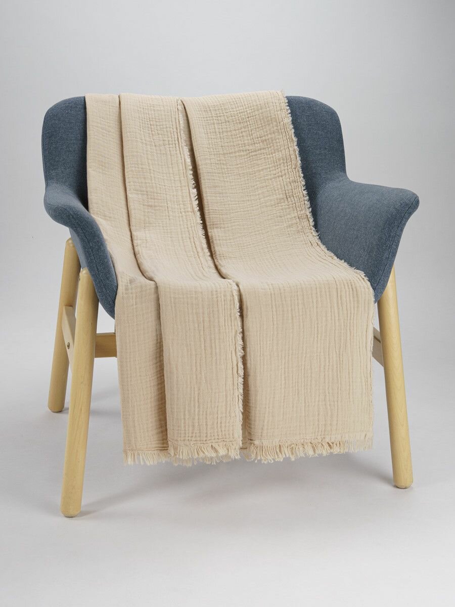 Плед Berezina 150х200, 100% хлопок, муслин, бежевый