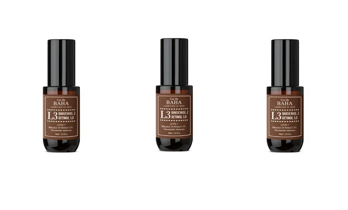 Сыворотка Cos de bana для лица L3 Bakuchiol & Retinol Serum (L3), антивозрастная с бакучилом и ретинолом 30 мл, 3 шт