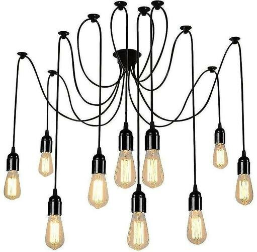 10 Лампочка Паучья люстра, E27 Многоламповая ретро люстра, подходит для ресторанов, кафе, магазинов одежды