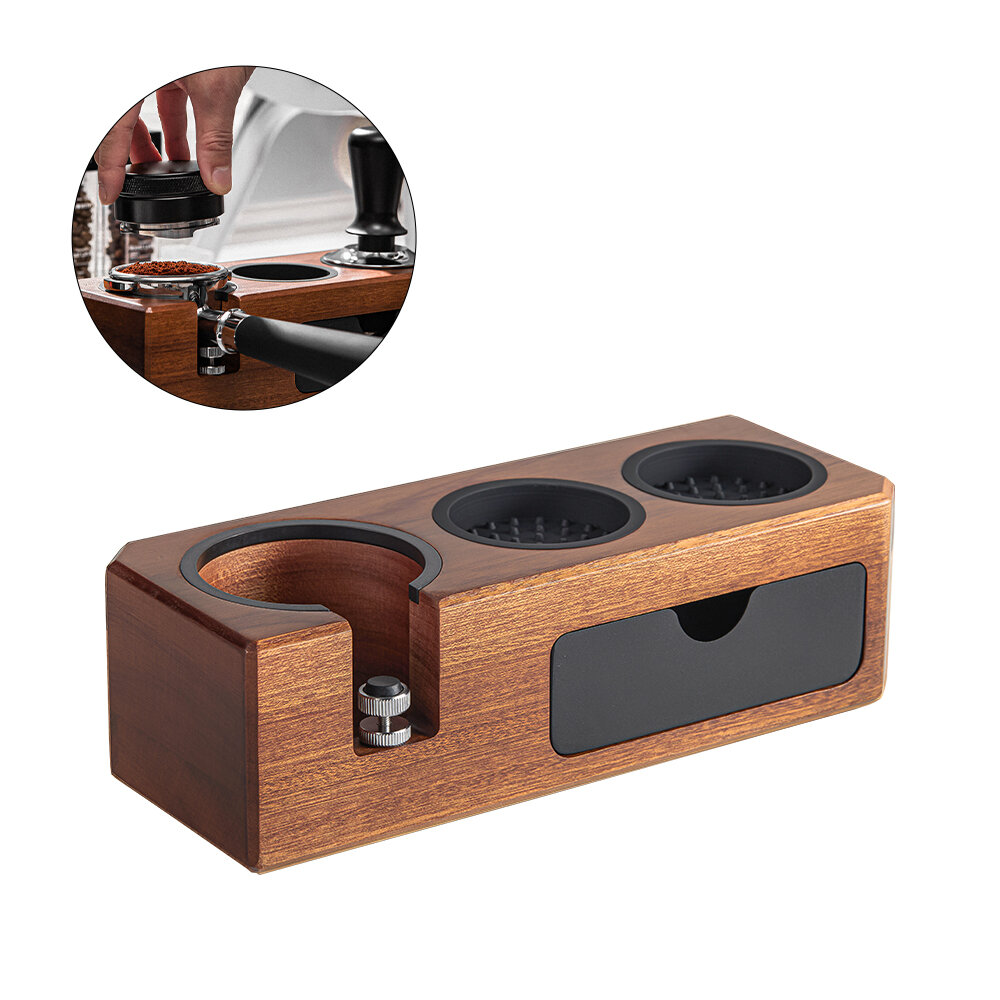 Эспрессо-станция для утрамбовки Деревянная подставка для темперов эспрессо 3 отверстия для универсальных портафильтров от 51мм до 58мм Темперы Левелеры Аксессуары для кофемашин Эспрессо Организатор кофейной станции для столешницы