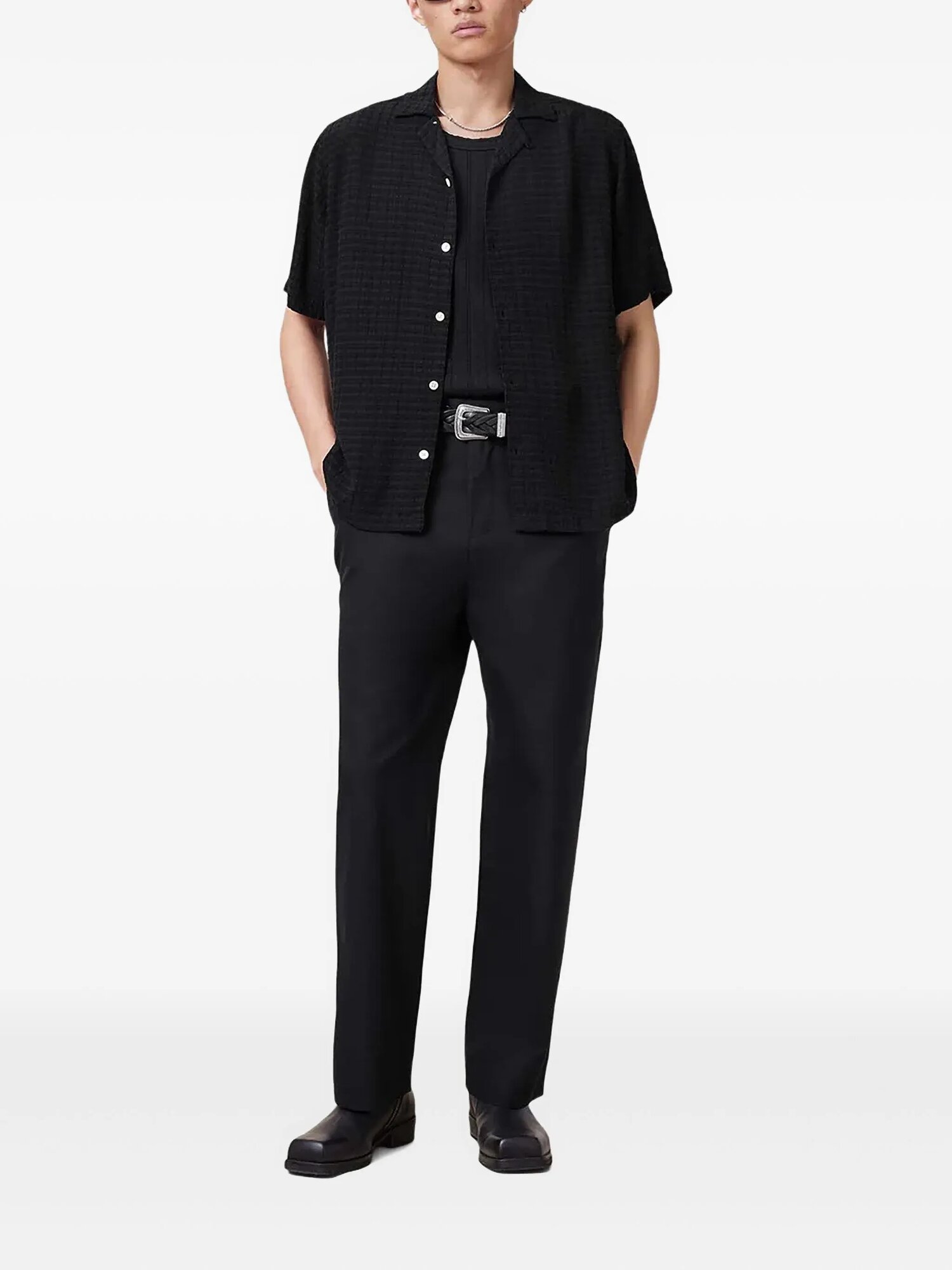 Рубашка AllSaints Madin, размер S, black / black — фото 1