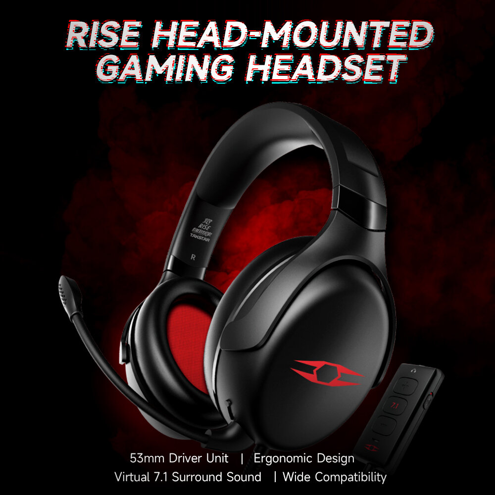 Игровая гарнитура LIBERTY GAMER RISE, 53 мм драйверы, виртуальный 7.1, съемный микрофон