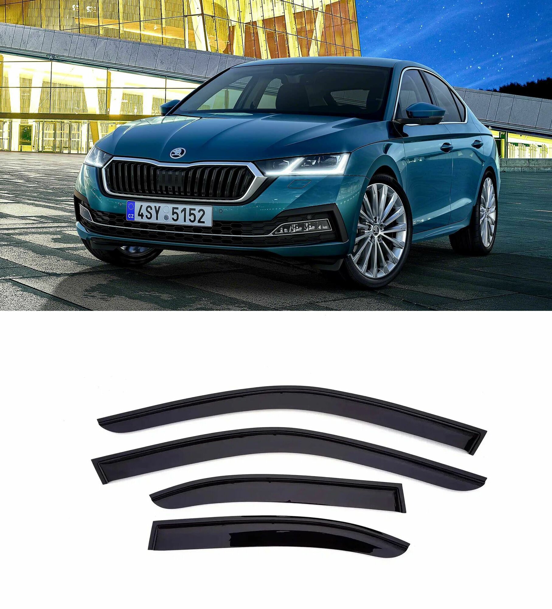 Дефлекторы боковых окон SKODA Octavia Шкода Октавия A8 (2019-2024)