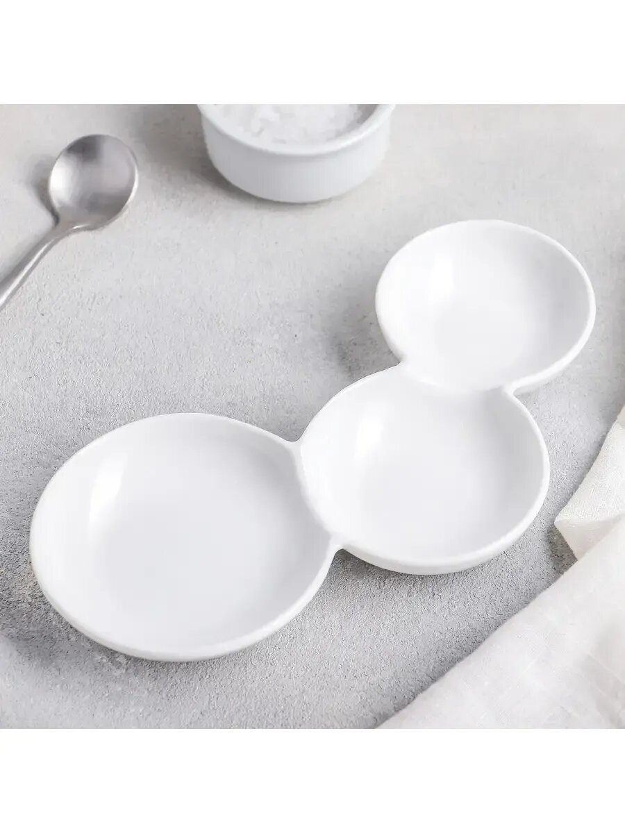 Соусник керамика 3 ячейки, 20х12 см