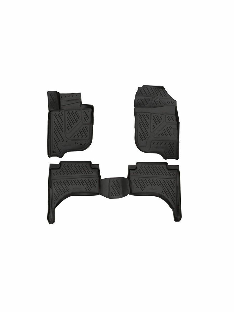 Коврики 3D в салон для MITSUBISHI L200 (V, Vr), 2015-, 4 шт. (ПУ, повышенная износостойкост / Митсубиси Л200