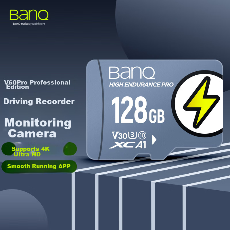 Banq 128GB TF (MicroSD) Memory Card, U3 V30 A1 4K V60 Pro Version, Dedicated Memory Card for Dash Cams & Surveillance Cameras, High-Speed And Durable