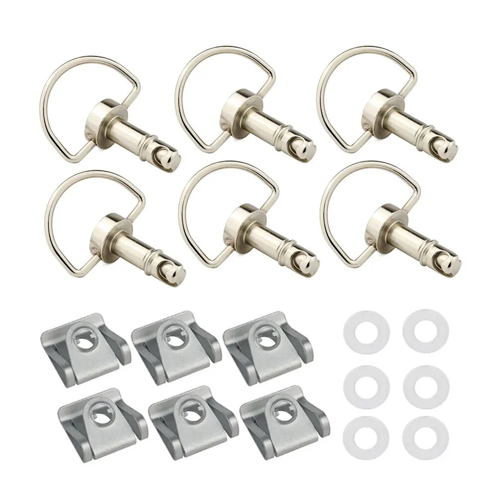 Универсальный быстросъемный D-образный зажим (19 мм) для крепления обтекателей мотоциклов и скутеров (Suzuki, Ducati, Aprilia) для бездорожья и гонок 6pcs Silver