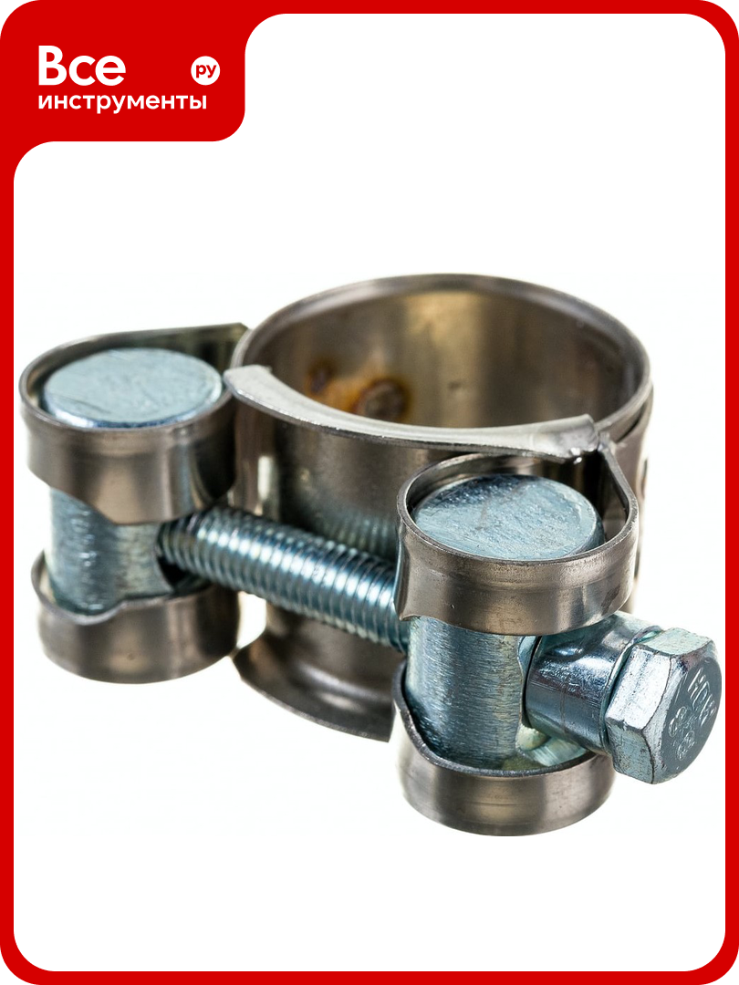 Силовой хомут Nord-Yada Д: 20-22 мм, Ш: 18 мм, Т: 0,6 мм, болт: М5х40, нерж. сталь 903114