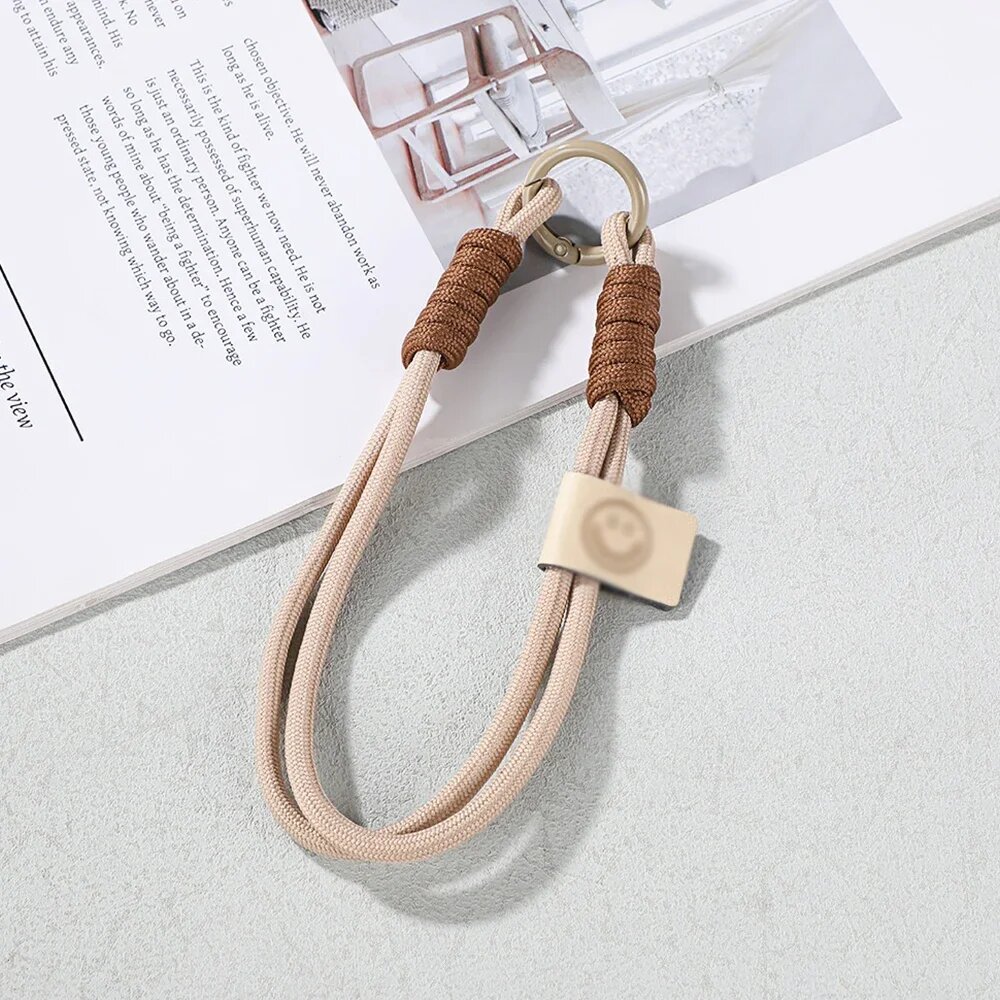INS нейлоновый ремешок для телефона брелок модный кофейно-коричневый плетеный браслет Бежевый, A0