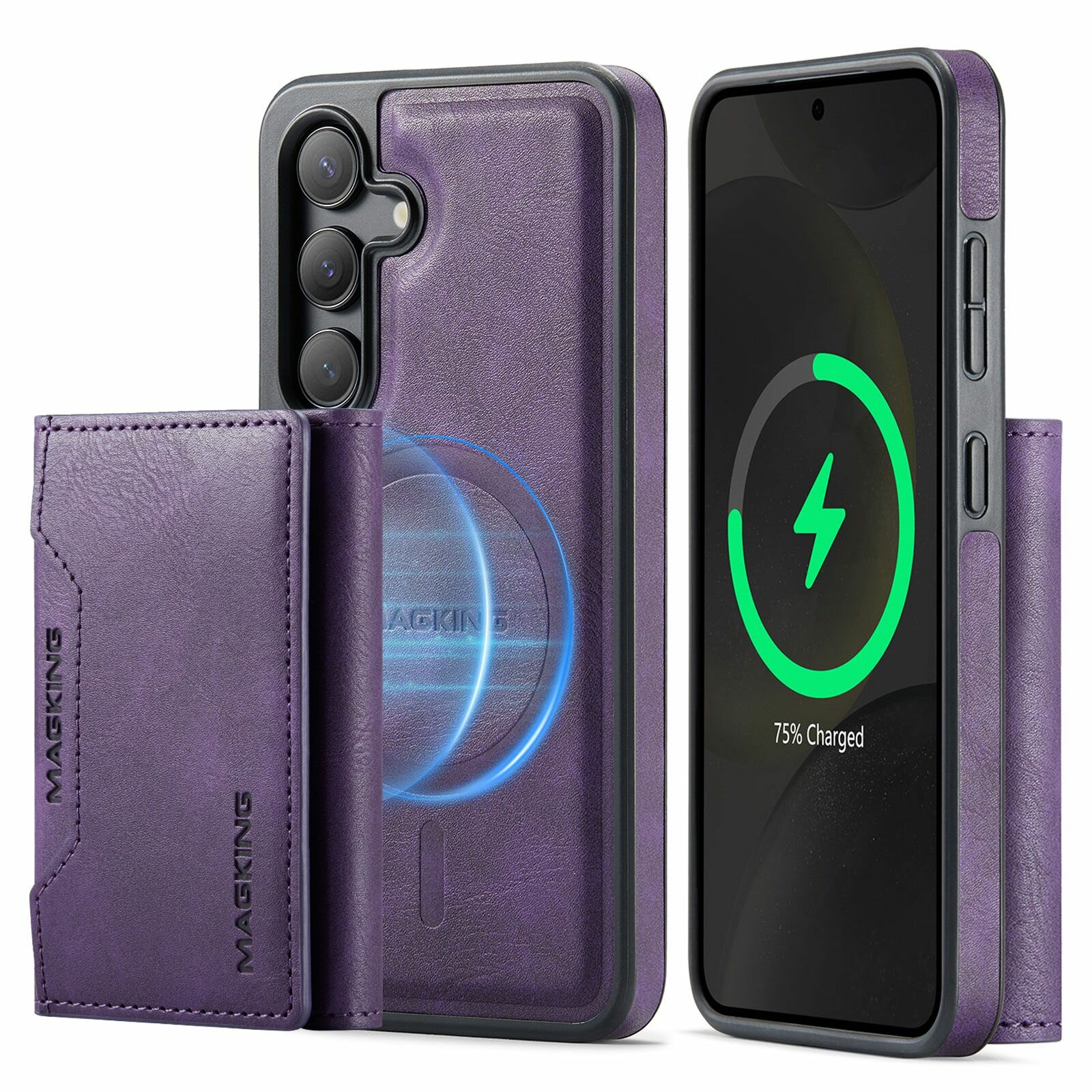 Чехол для Samsung Galaxy S25, кожаный магнитный съемный кошелек со слотами для карт, тонкий защитный чехол для делового стиля с защитой NFC/RFID