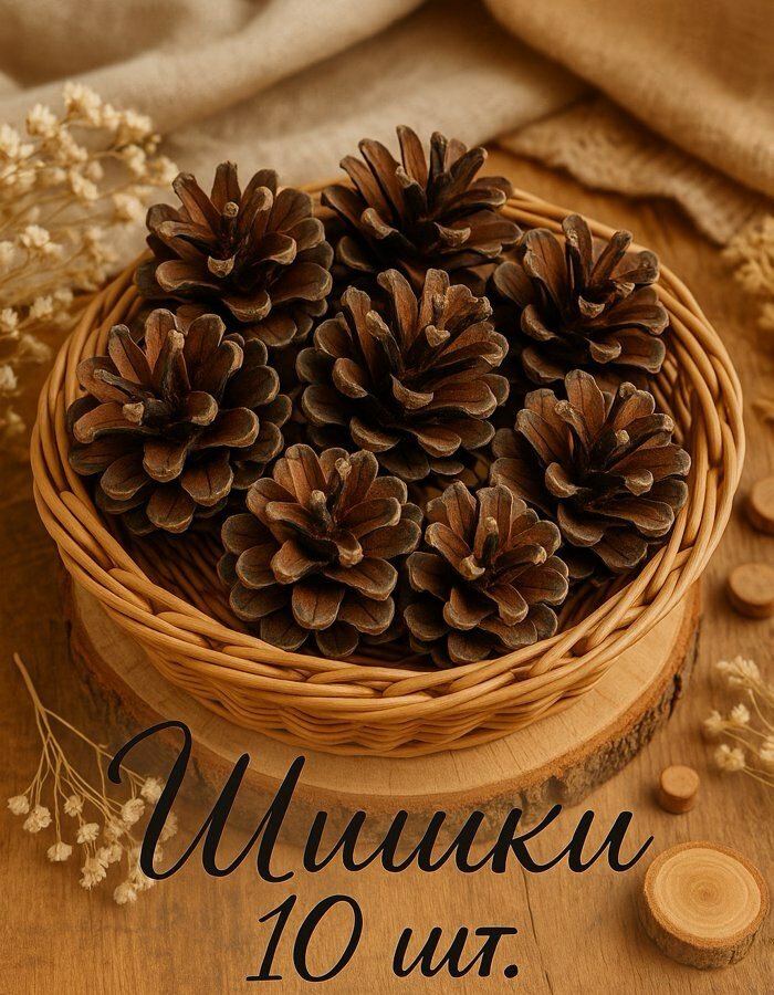 Шишки для рукоделия "Создавай с душой", коричневые, 4-6 см, 10 штук