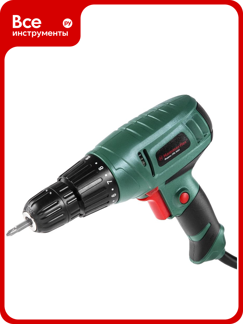 Дрель-шуруповерт Hammer Flex 280 Вт, 10 мм, 0-750 об/мин, реверс, 22 Нм DRL400A, идеальный
