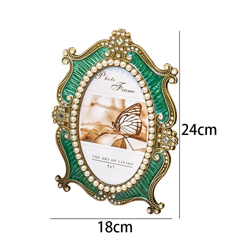 Ретро медные фоторамки зеленые, Изумрудный