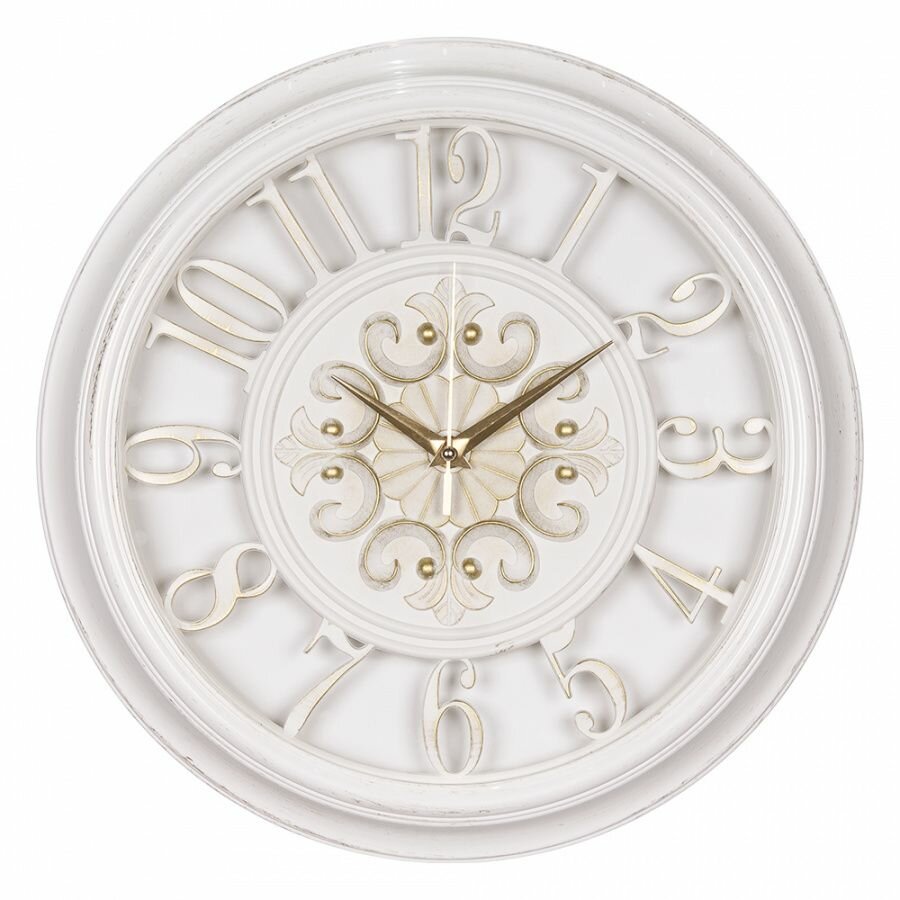 Часы настенные Рубин круг d 35 см, цвет корпуса белый+золото, "Античность"