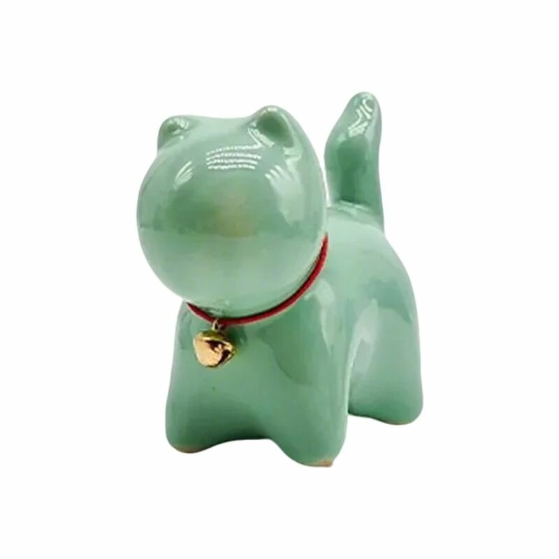 Керамический колокольчик, маленькая кошечка, украшение для чаепития-лазурный