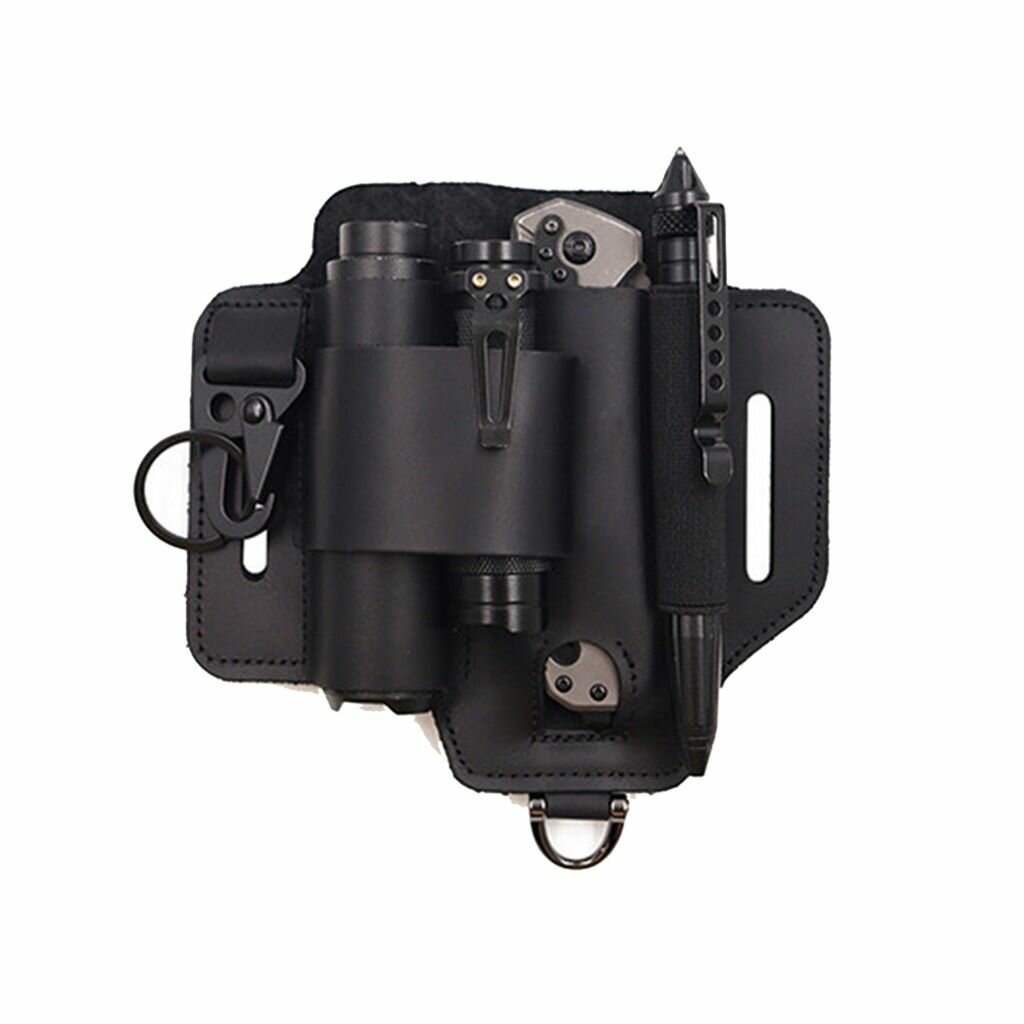 Кожаные чехлы на пояс с держателем для ключей, Черный цвет - Воловья Кожа