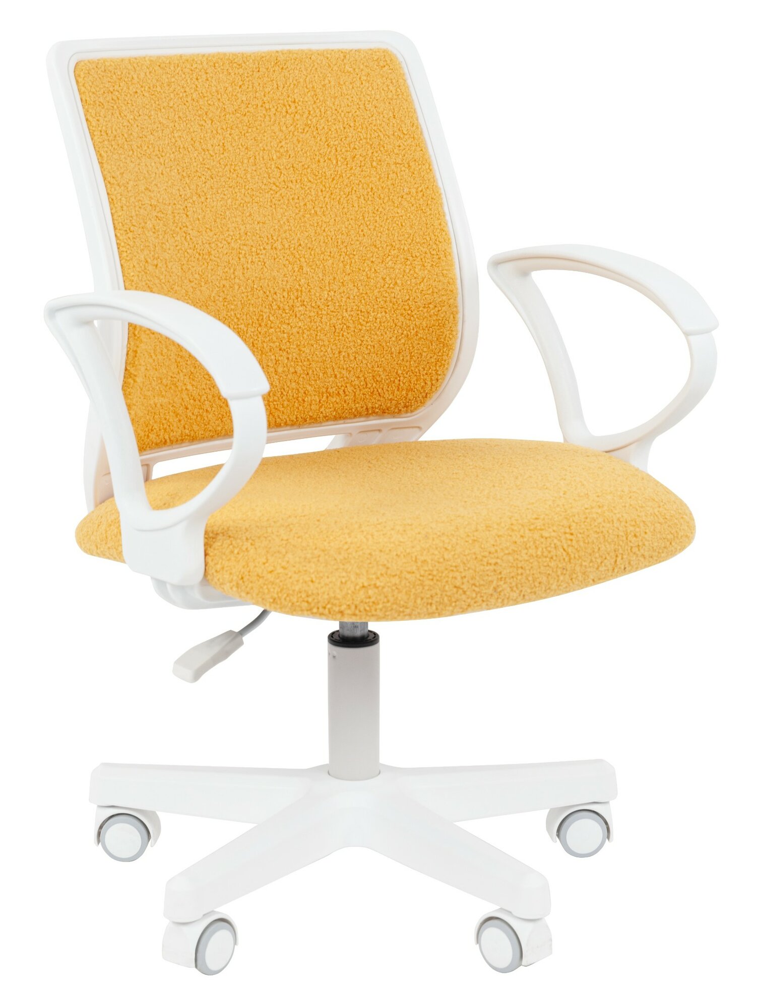 Детское компьютерное кресло CHAIRMAN KIDS 112 с подлокотниками, ткань букле barni лимон, стул для школьника, газлифт