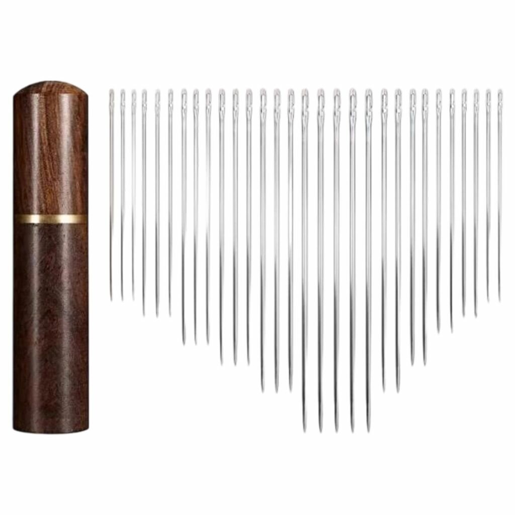 Игольчатый бочонок плюс 30 смешанных бытовых игл для ручной вышивки без игл в упаковке из черного дерева