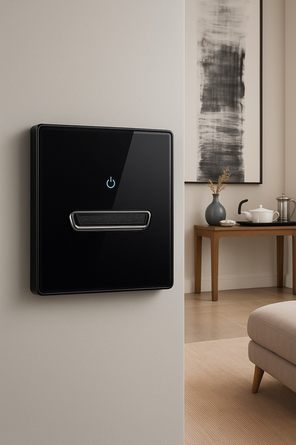 Выключатель ретро механический Onviz одноклавишный черный стеклянный с подсветкой