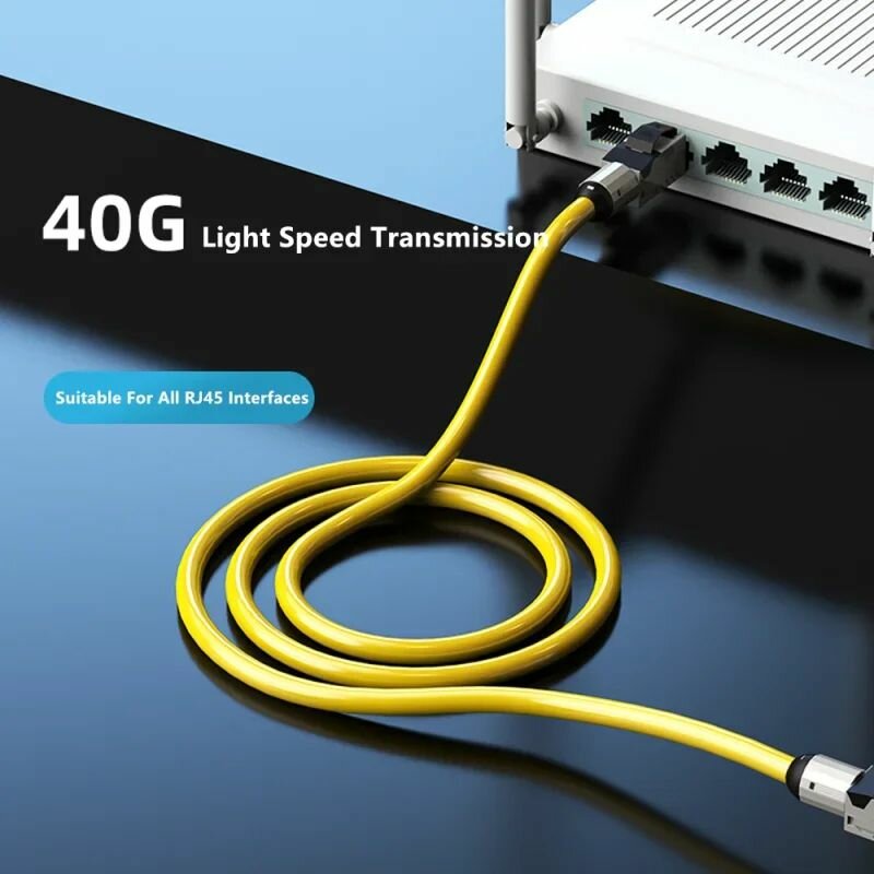 Кабель Ethernet LAN Cat8 RJ45, 40 Гбит/с, двойной экран, сверхскоростной, 10 метров, обжимной, для интернет-линии Cat 8