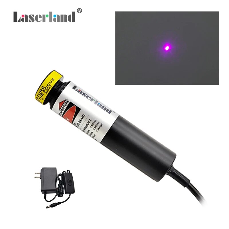 Лазер 405нм фиолетово-синий Laserland 20мВт, 5V, US Plug