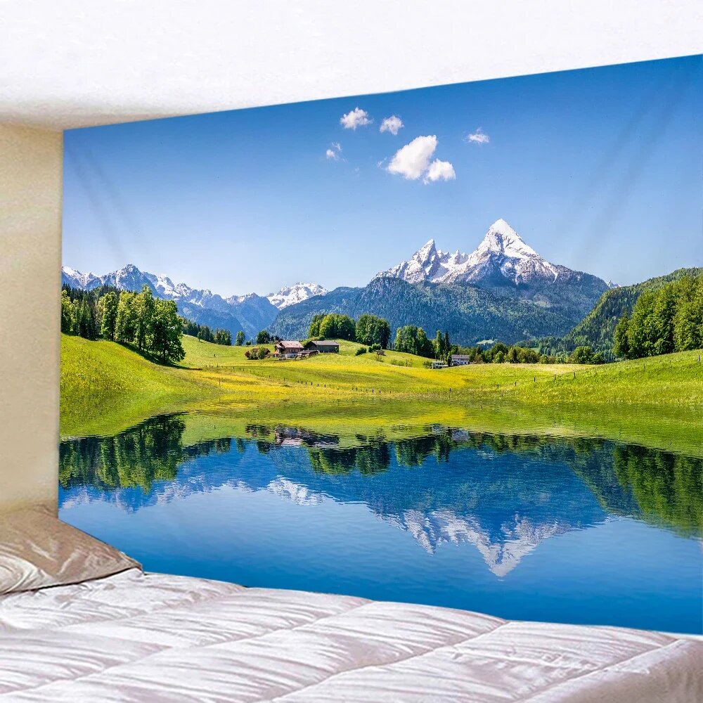 Настенный Гобелен Для океан, пейзаж, лесной водопад, лотос, ткань, настенные гобелены, Декор, Настенный Ковер, пляжный гобелен, домашний декор, 11, 180x280cm