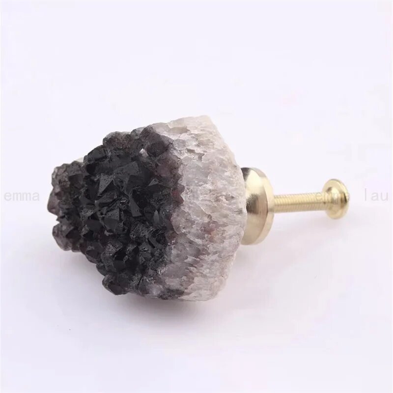 Ручки для мебели из натурального хрустального камня, латунь black d