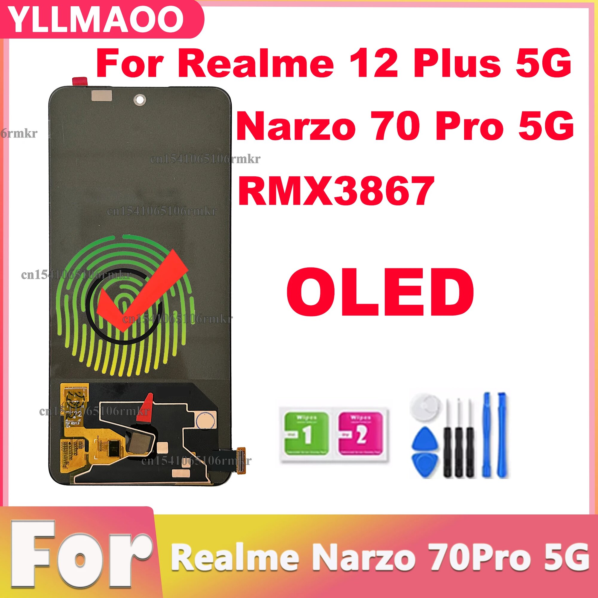 OELD экран дисплея для Realme 12 Plus 5G RMX3867 ЖК-дисплей с сенсорным экраном и дигитайзером для OPPO Realme Narzo 70 Pro 5G Замена Ремонт For Realme 12Plus 5G
