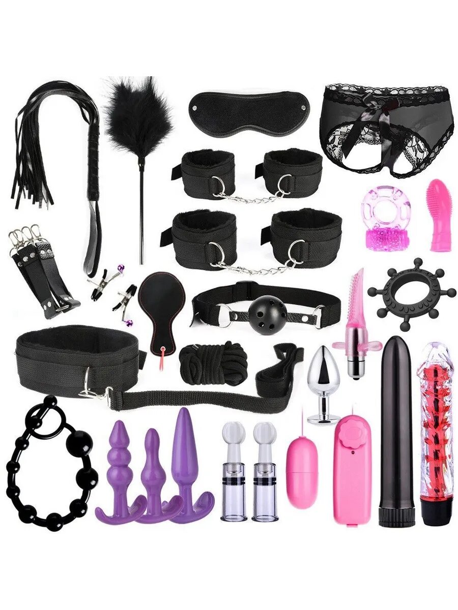 БДСМ-набор, 26 секс-игрушек для мужчин, упакован в черные трусики