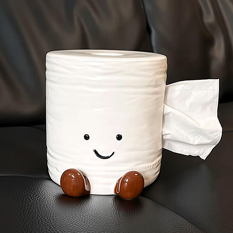 Коробка для салфеток в форме рулона бумаги, белая керамическая коробка для салфеток, 15х15х16 см