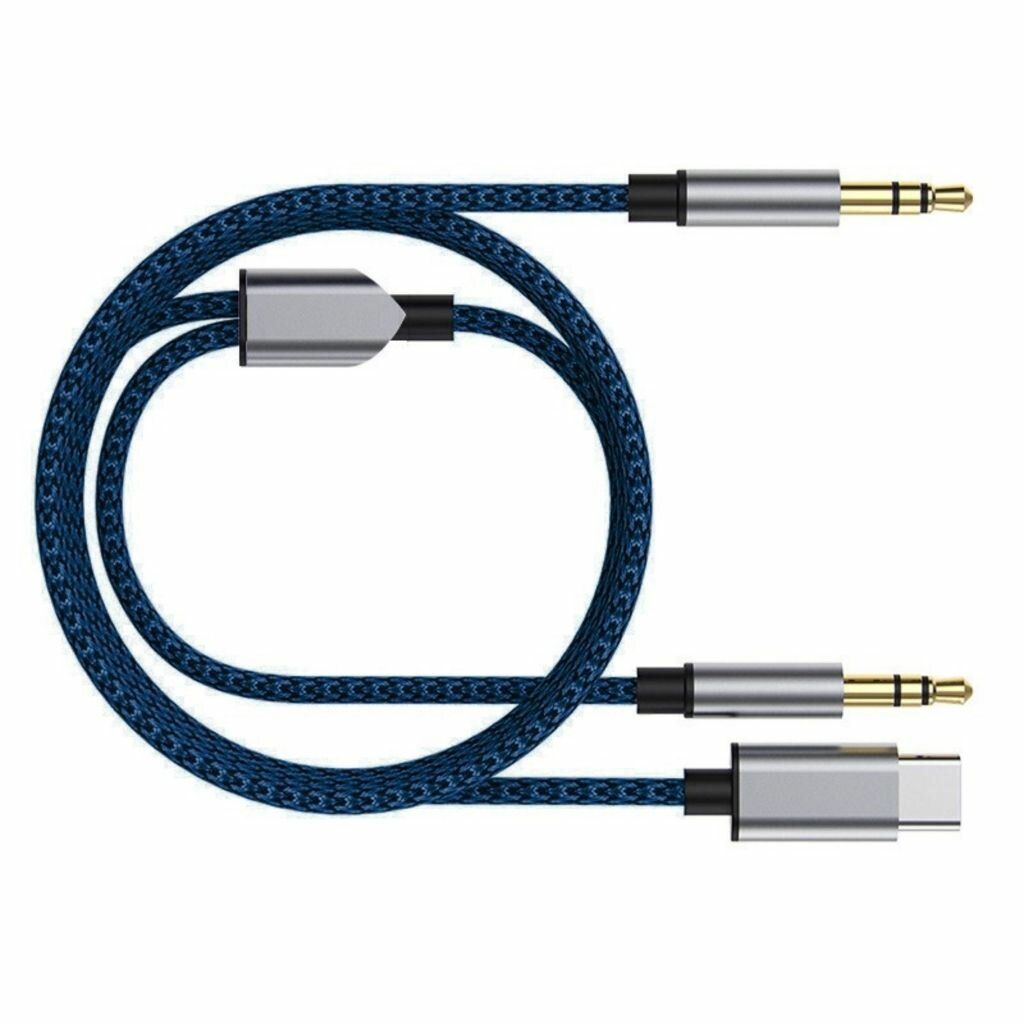 Кабель преобразования автомобильного AUX-аудиокабеля Type c в двойной 3,55 мм "два одном"