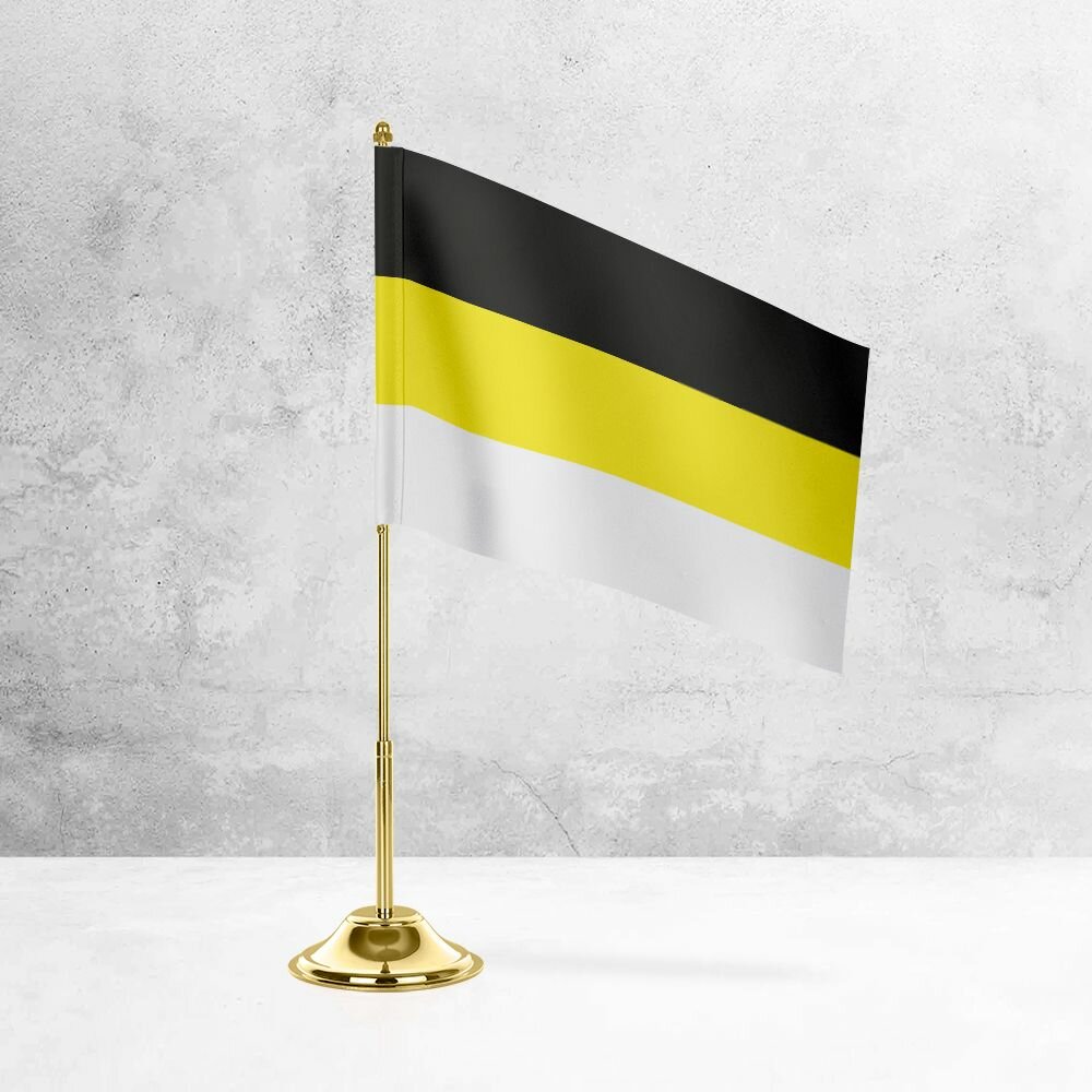 Настольный флаг Российской империи на металлической подставке под золото